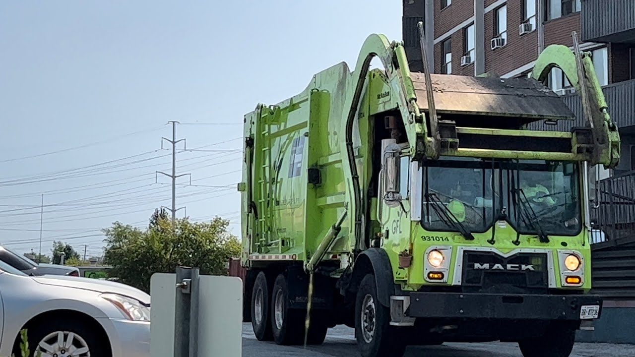 Garbage Truck GFL Front End Loader - YouTube