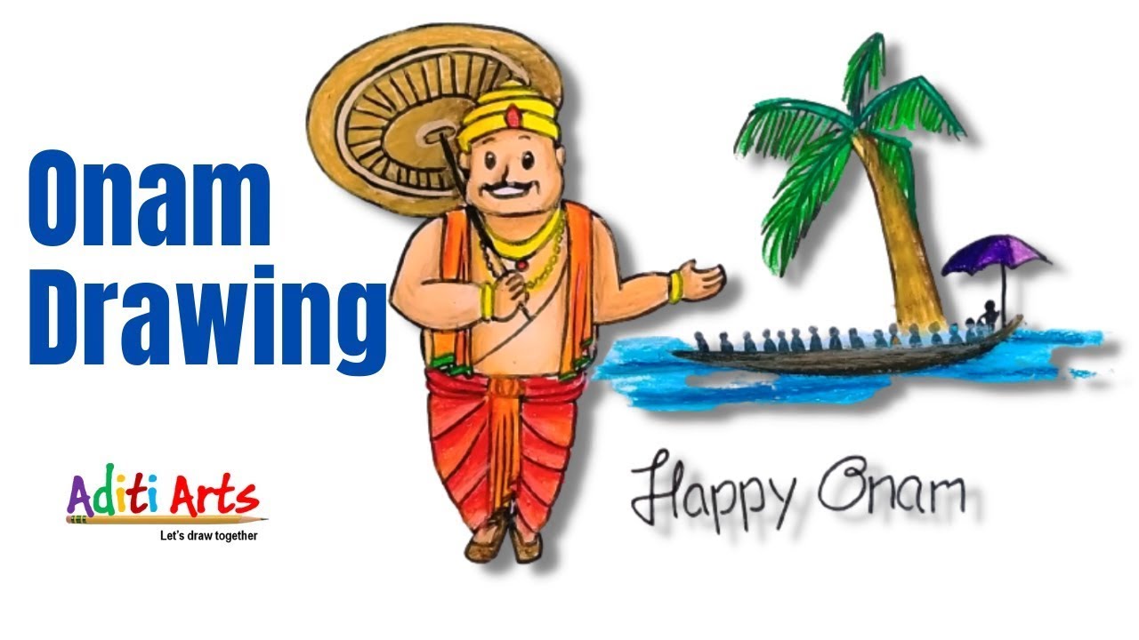 Onam Drawing Easy | Onam Festival Drawing Step by Step | How to Draw ...