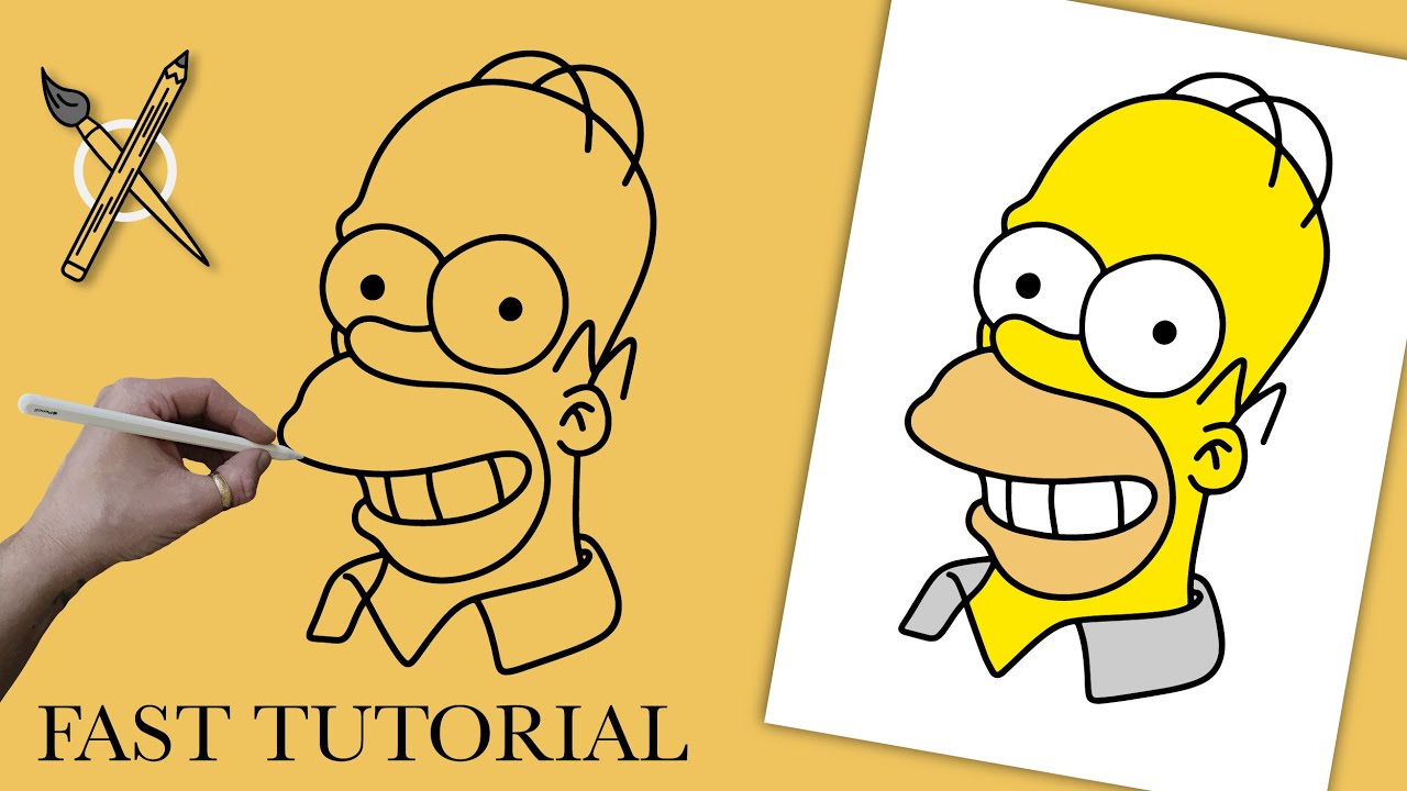 HOW TO DRAW HOMER SIMPSON FROM THE SIMPSONS! EASY STEP BY STEP TUTORIAL ...