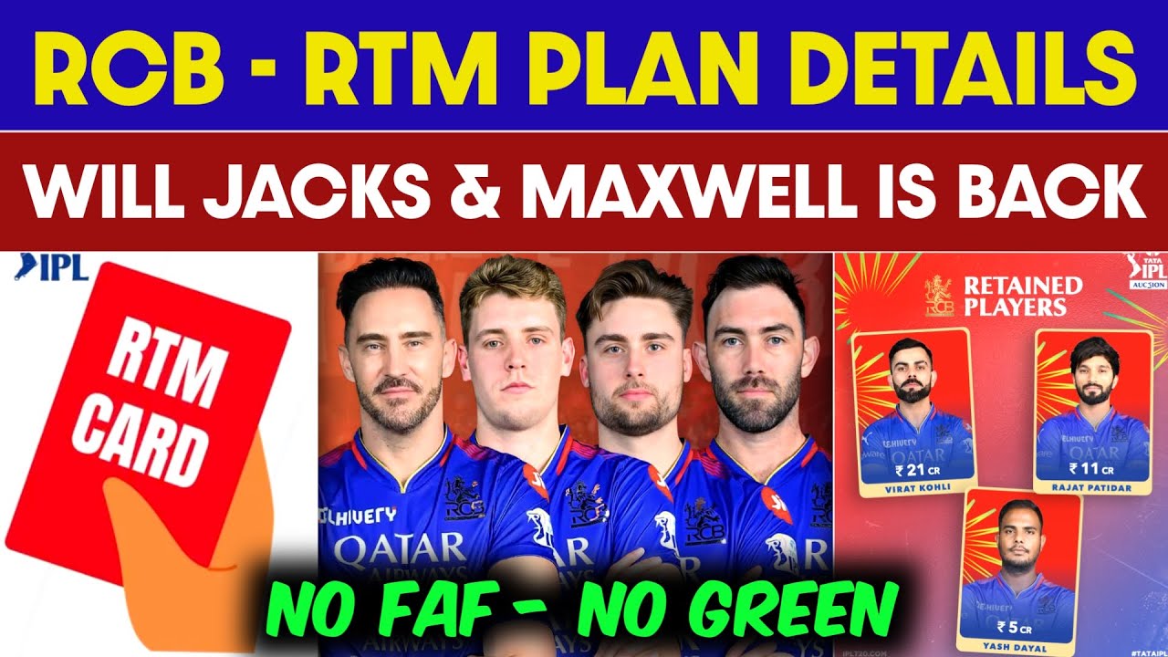 🔴LIVE : RCB - RTM Card Plan Details💥| Will Jacks & Faf Du Plessis Is ...