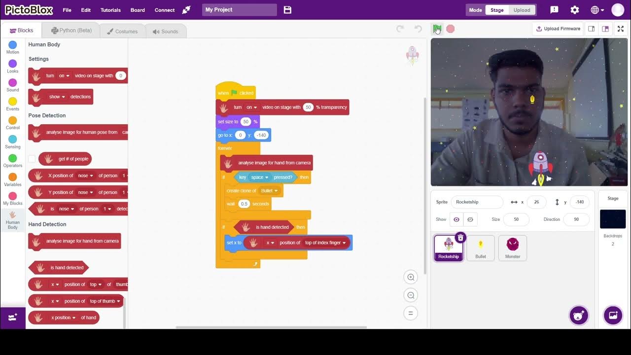 Human body detection using pictoblox - YouTube