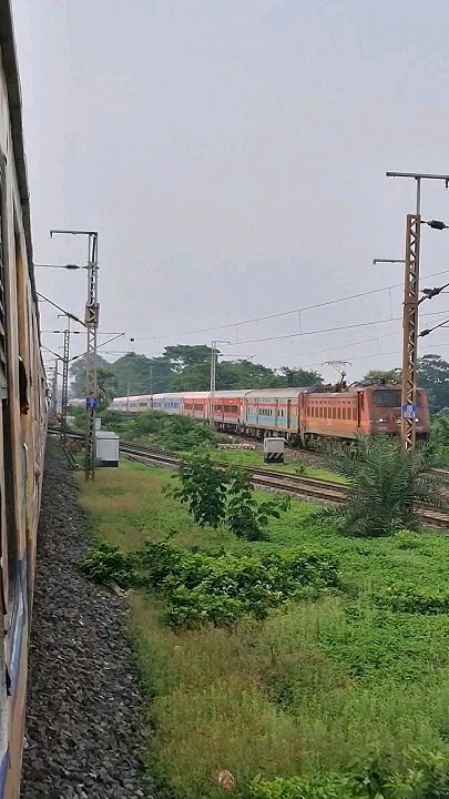 High speed train crossing!! Purulia Express meets Haldia Local #shorts #like #shortsviral # ...