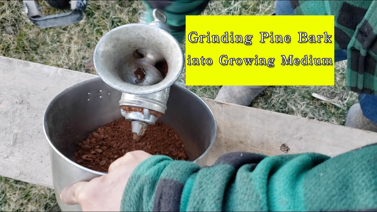 Grinding Pine Bark into Growing Medium - YouTube