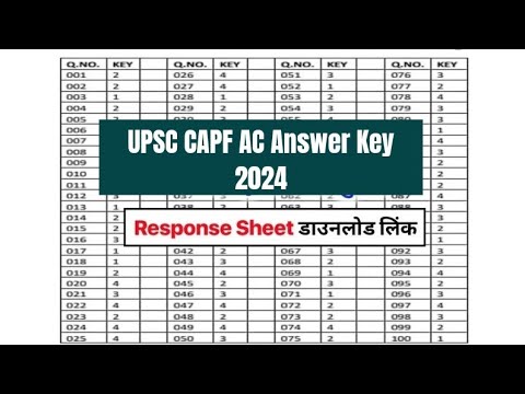 UPSC CAPF AC Answer Key 2024 | Exam Key, Objections - YouTube
