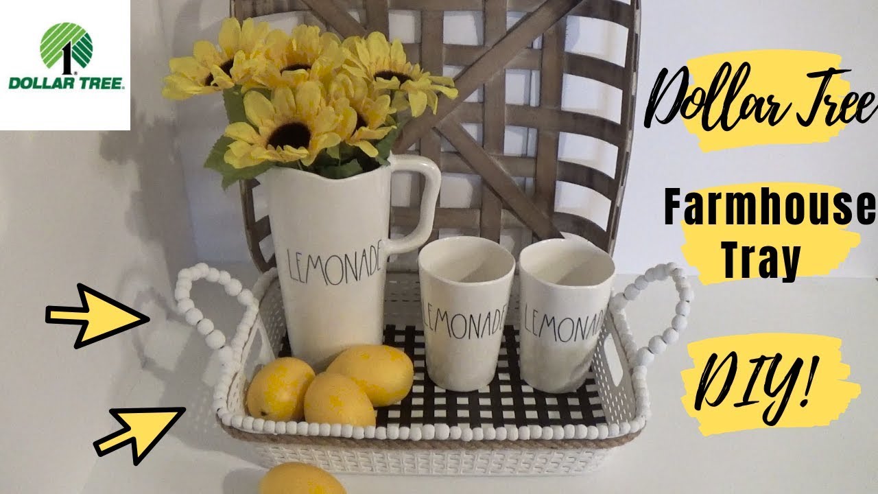 DOLLAR TREE DIY TRAY | DIY Farmhouse Serving Tray 🌻 - YouTube