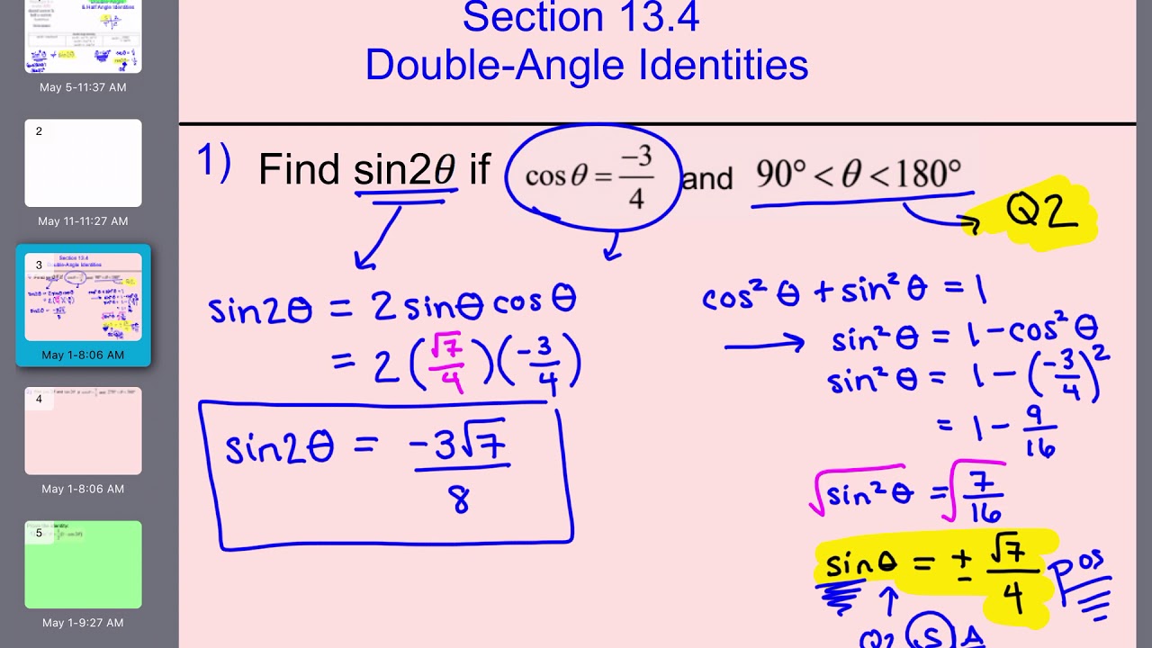 13.4 Day1 Double Angle Identities - YouTube