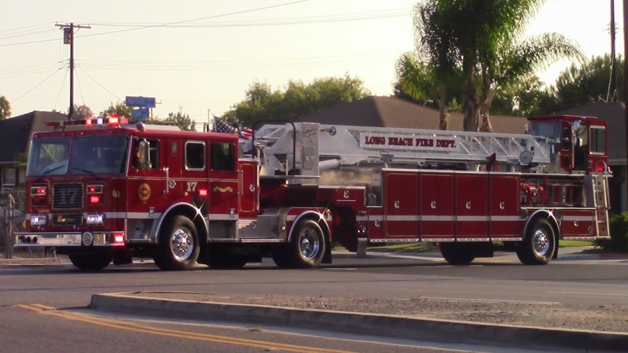 Long Beach Fire Dept. Truck 17 & Rescue 17 (w/ Lots Of Airhorn) - YouTube