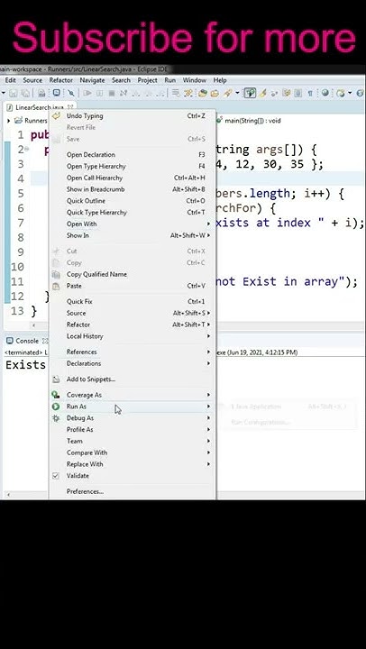 Java Linear Search Program #shorts - YouTube