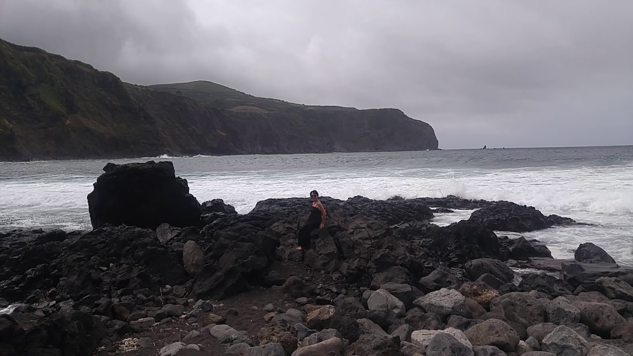 Azores black sand beach in Mosteiros - YouTube