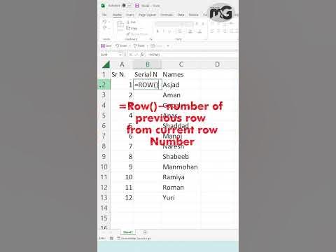Serial No. Function se🔥 , How to get serial number using row function💯 #youtubeshorts - YouTube