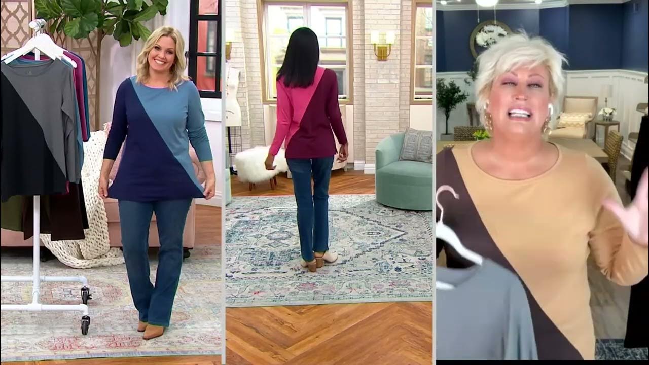 Belle by Kim Gravel TripleLuxe Knit Diagonal Colorblock Top on QVC ...