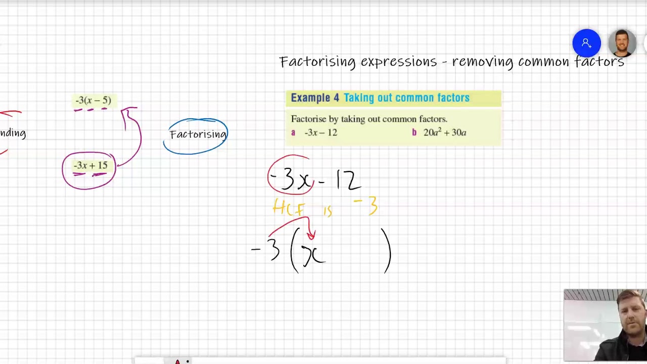 Factorising by taking out common factors - YouTube