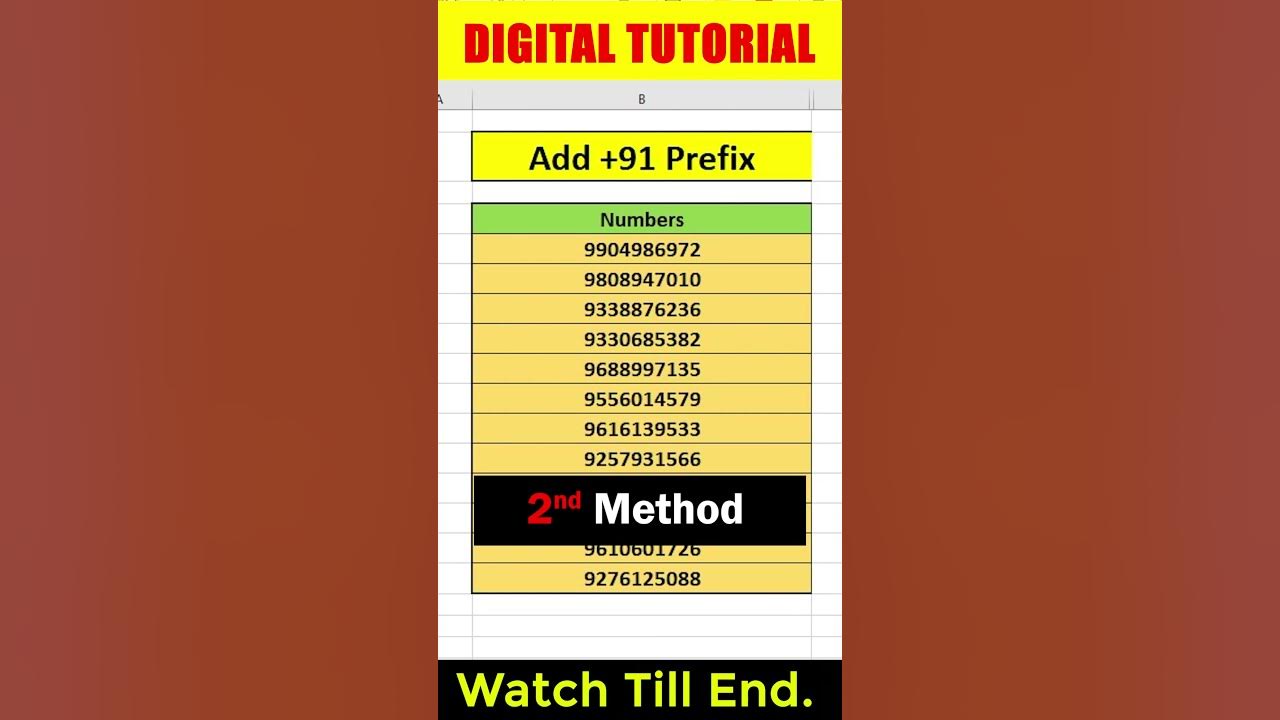 Excel Trick You Need To Know How To Add 91 Before Phone Numbers In Excel Digital Tutorial