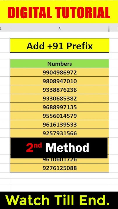 Excel Trick You Need To Know How To Add 91 Before Phone Numbers In Excel Digital Tutorial