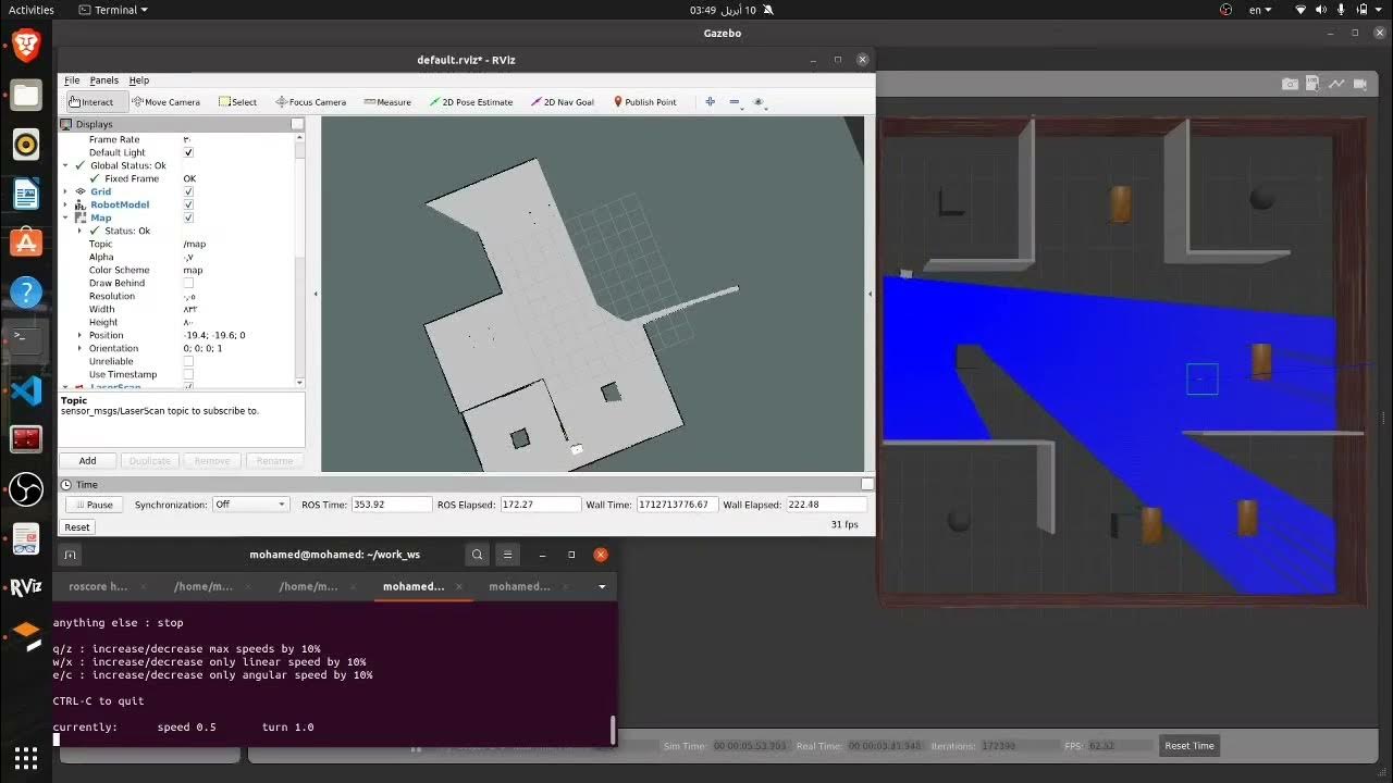 Building map of environment using Gmapping package ( SLAM ) - ROS - YouTube