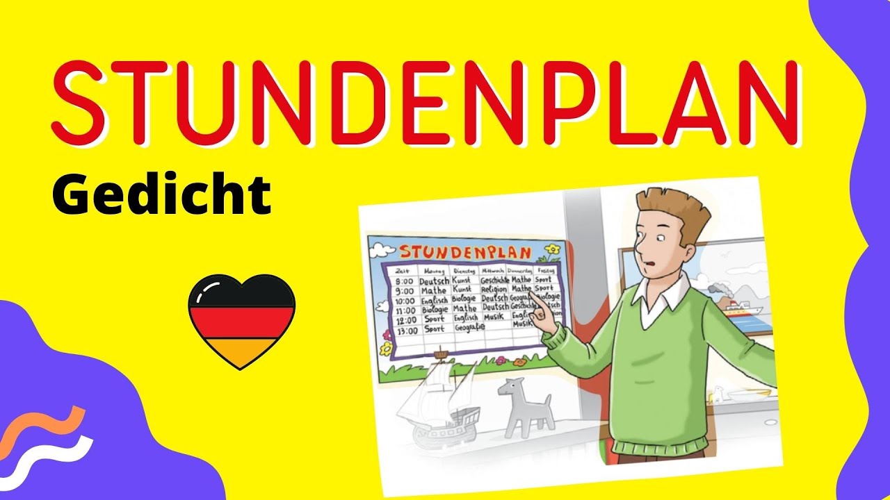 Stundenplan - Gedicht - Schulfächer lernen - German for kids | Deutsch ...
