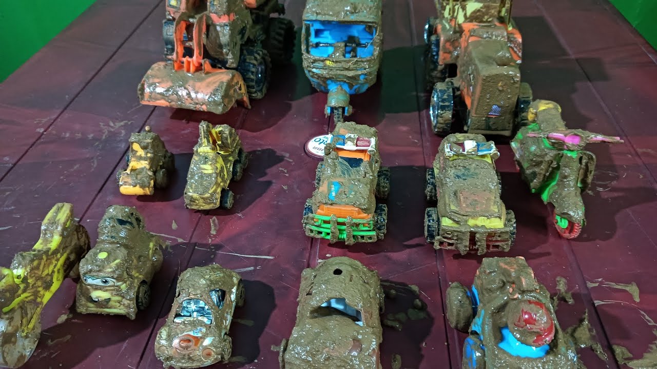 muddy auto rickshaw truck and 9 car help JCB toys water 💦 jumping muddy ...