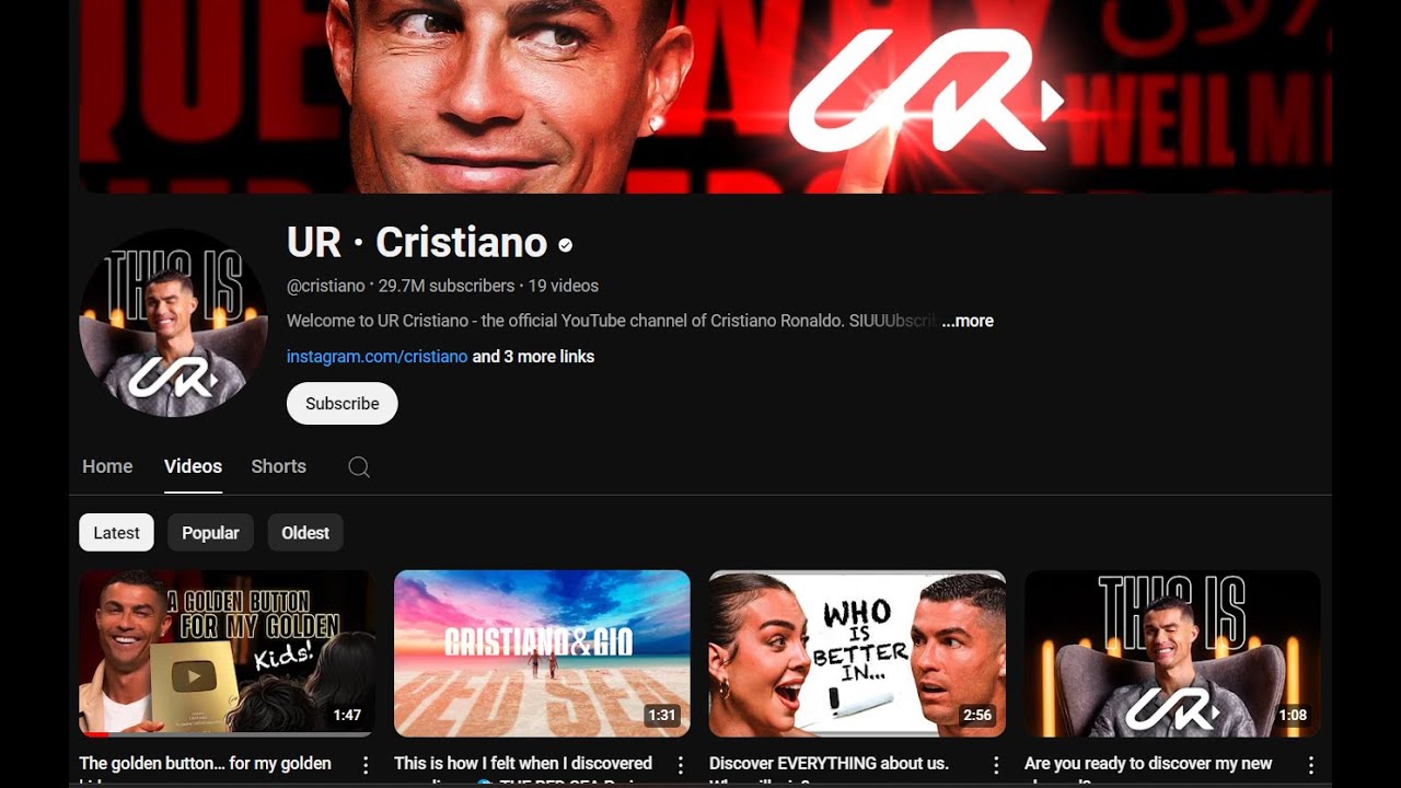 CRISTIANO RONALDO started youtube channel - YouTube