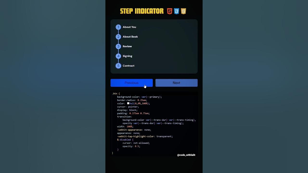 Step Indicator Using Js Css And Html🧑‍💻 Coding Programming Htmlcssjs Js Css Csstricks