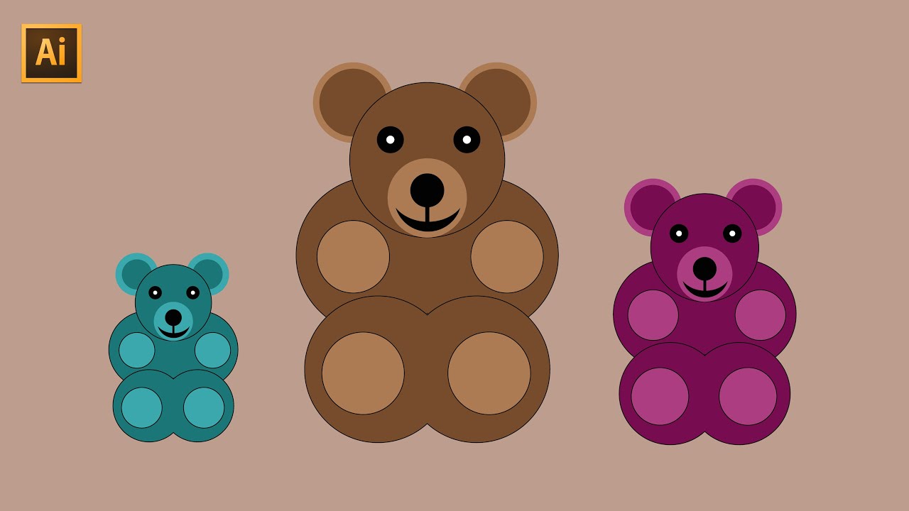 How To Make Furry Teddy Bear🧸 - Minimal & Flat Design - Adobe ...