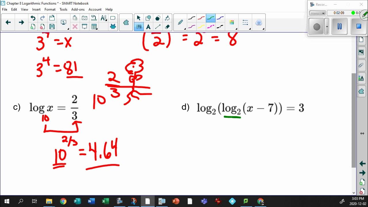 Unit 8 1 7 Evaluating Logarithms Part 2 - YouTube