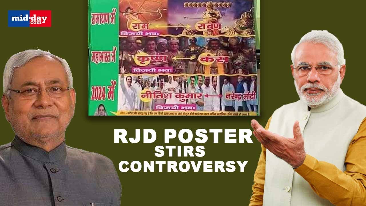 RJD poster depicting Nitish Kumar as 'Ram', PM Modi as 'Ravana' stirs ...