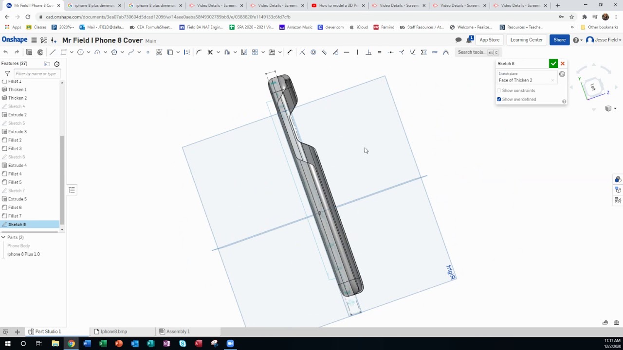 How to model a 3D Printable Cover/Case for your phone using Onshape Vid ...