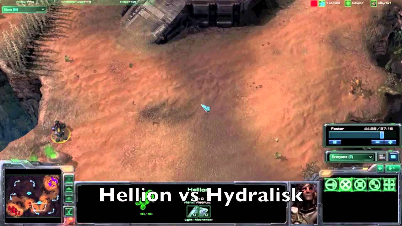 Starcraft 2 - Terran Hellion vs Zerg Hydralisk - No Upgrades/Powers ...