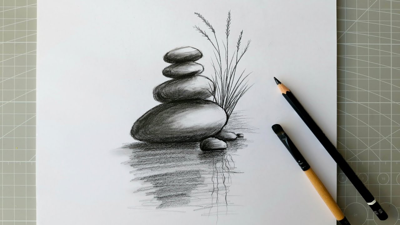 Stone landscape drawing / How to draw? / Easy drawing tutorial step by ...