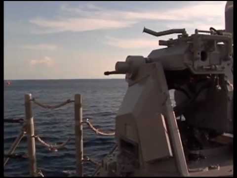 Firing .50 Caliber Machine Gun And CWIS From Navy Ship At Sea - YouTube