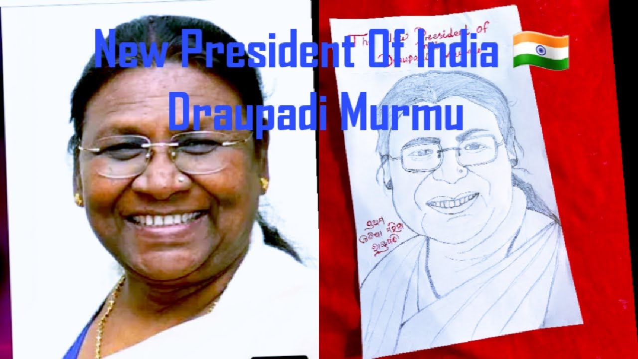 Draupadi Murmu Drawing /New President Of India Draupadi Murmu Sketch ...