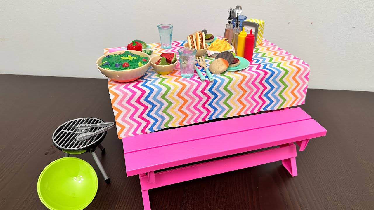 Our Generation Picnic Table Set Toys Unboxing And Review Youtube
