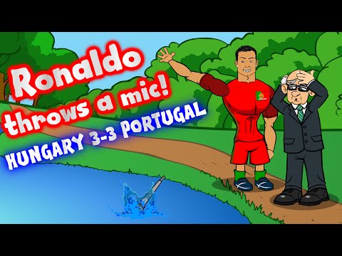 Ronaldo throws a microphone into a lake! HUNGARY 3-3 PORTUGAL (goals highlights Euro 2016 parody)