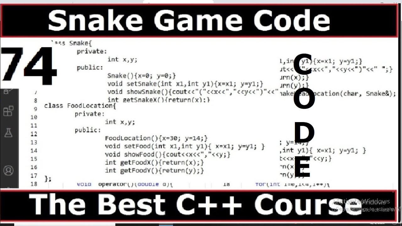 C++ Tutorial | Project, snake game in c++, writing code part 2 of 2 ...