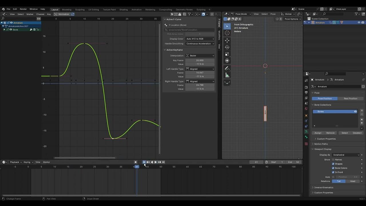 Blender Animation Graph Editor 008 Change Interpolation from Bezier to Linear Shortcut=T - YouTube