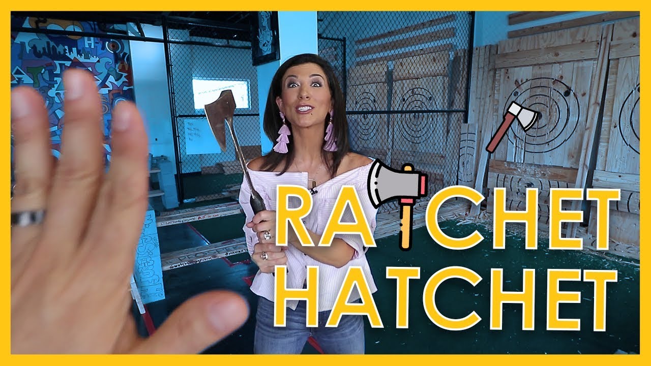 Axe throwing... Cristina threatens Ralph 's life at Ratchet Hatchet ...