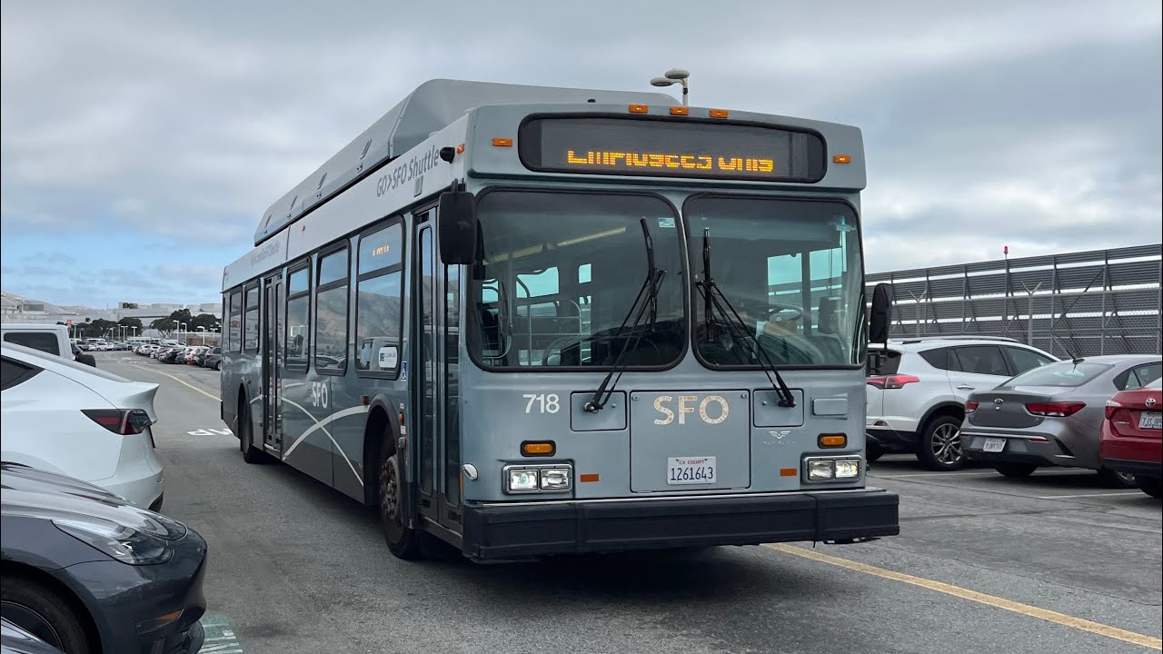 ⁴ᴷ⁶⁰ C Gas! SFO Airport 2007 New Flyer C40LF #718 on Route Lot D - YouTube