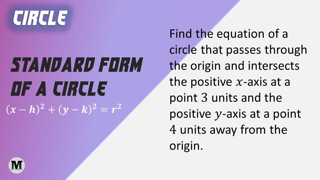 1.30 | Circle | Standard Form Of A Circle - Worked Out Problem - YouTube