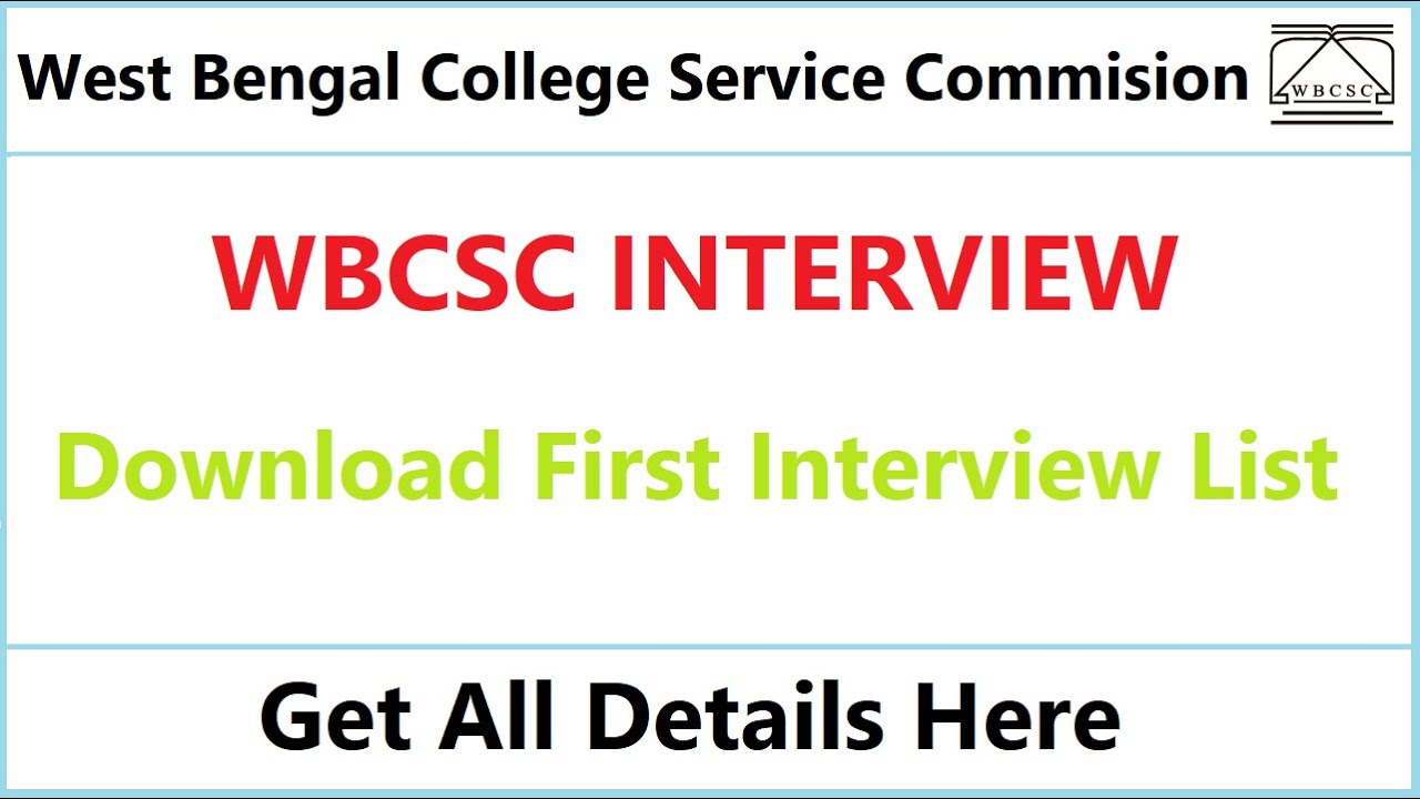 WBCSC Interview List Published For Assistant Professor || WBCSC || WB ...