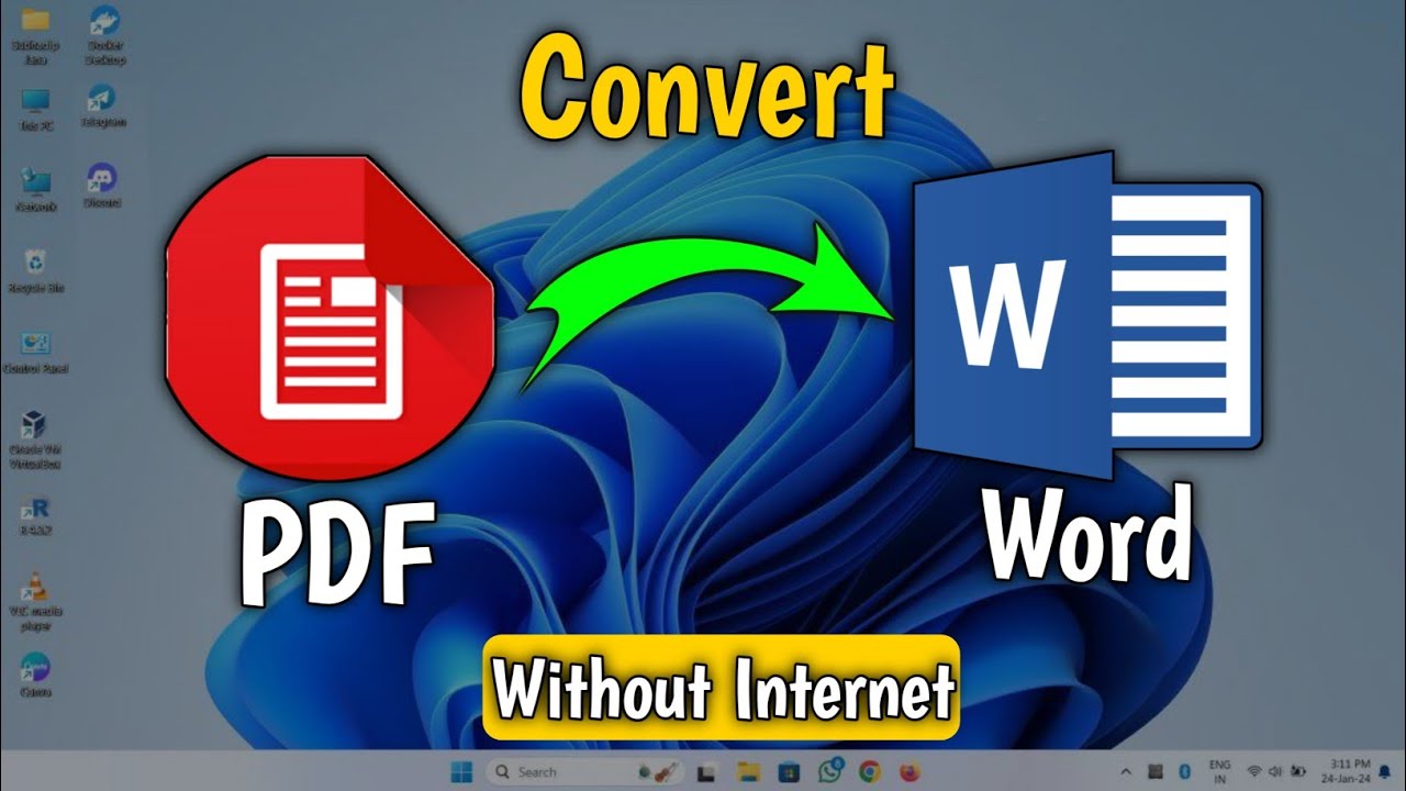Convert PDF File to Word File without Internet and any Software - YouTube