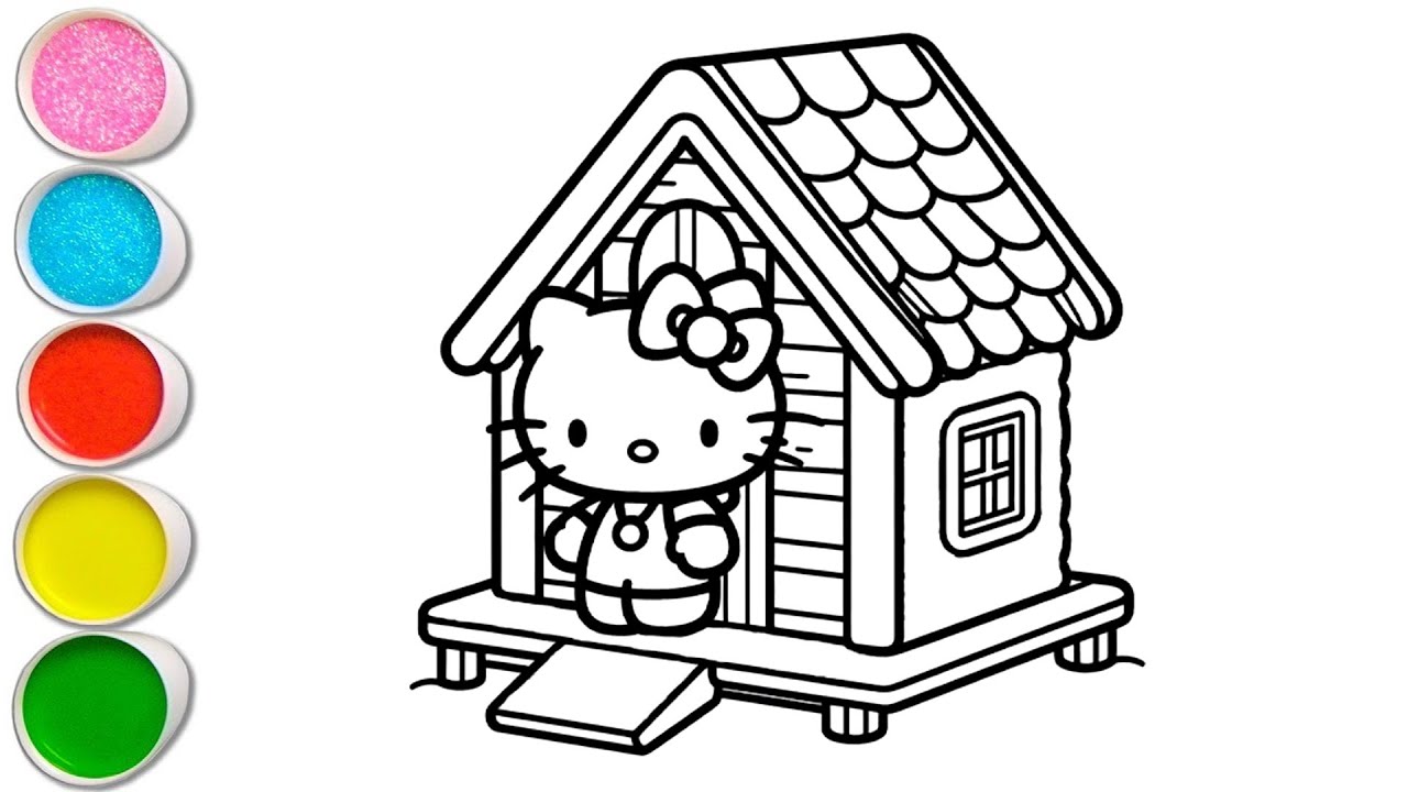Cute Hello Kitty Drawing for kids, Painting & Coloring for kids ...