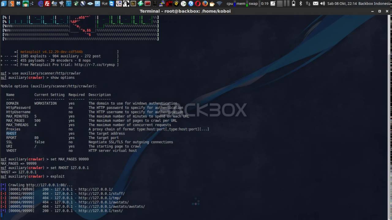 Metasploit auxiliary/scanner/http/crawler - YouTube