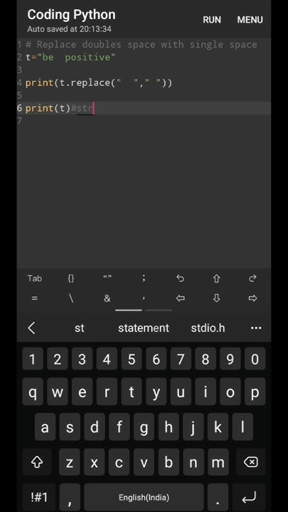 Replacing the double space with single space using replace( ) keyword in Python|| Python ...