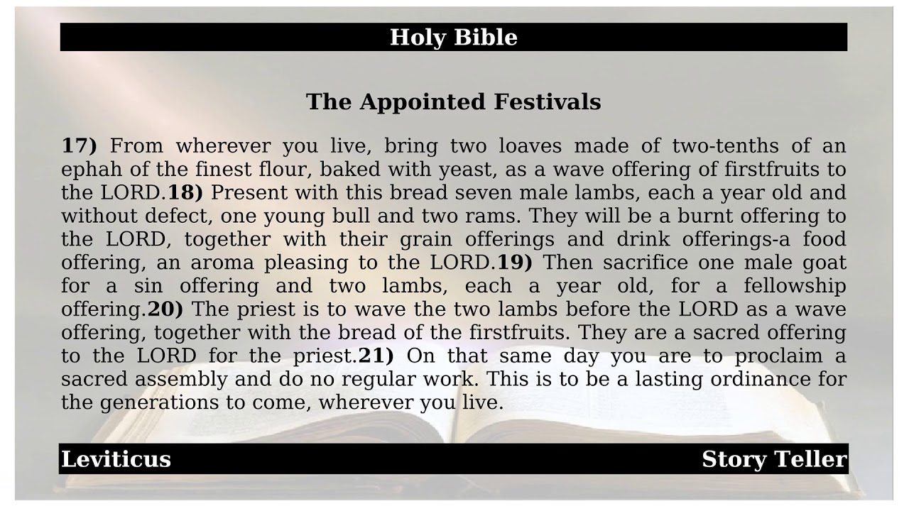 Leviticus - Chapter 23 - The Appointed Festivals | The Holy Bible - YouTube