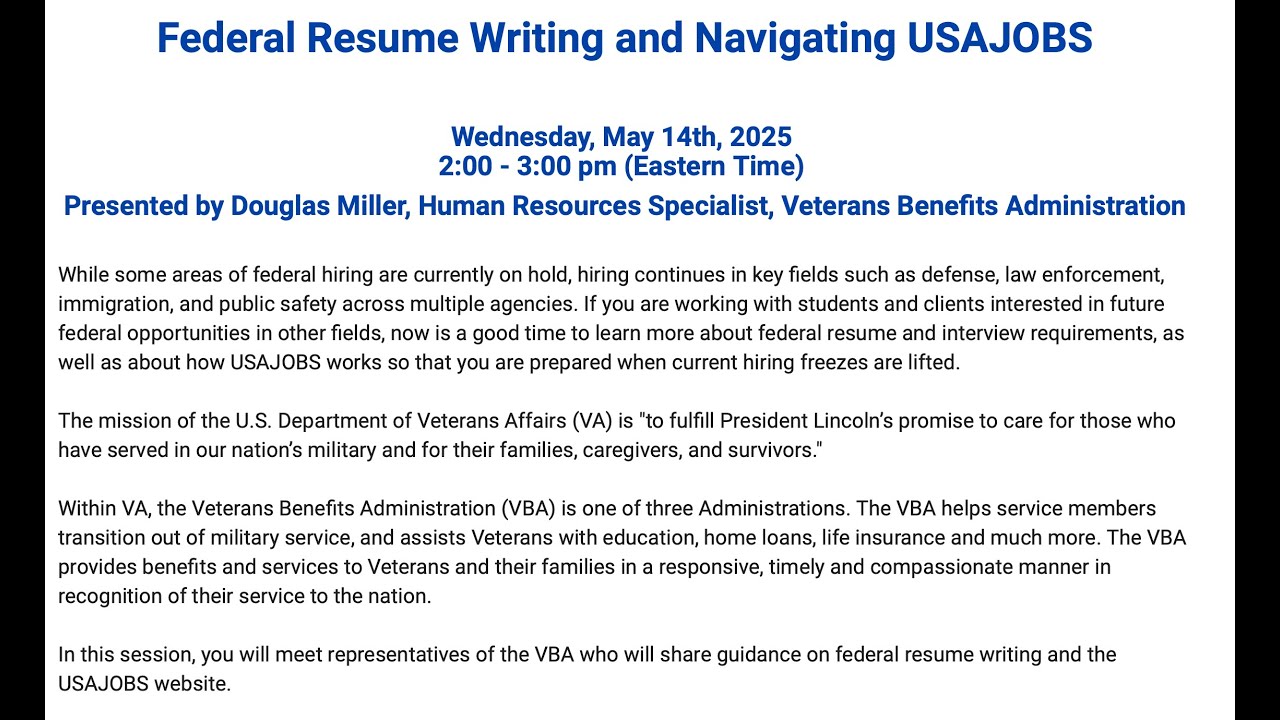 Federal Resume Writing and Navigating USAJOBS - YouTube