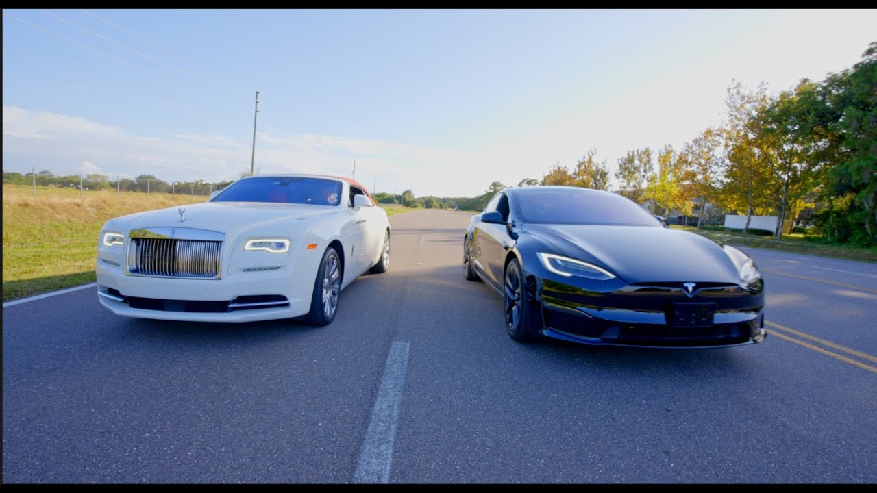 Tesla Plaid vs $400K Rolls Royce Dawn - YouTube