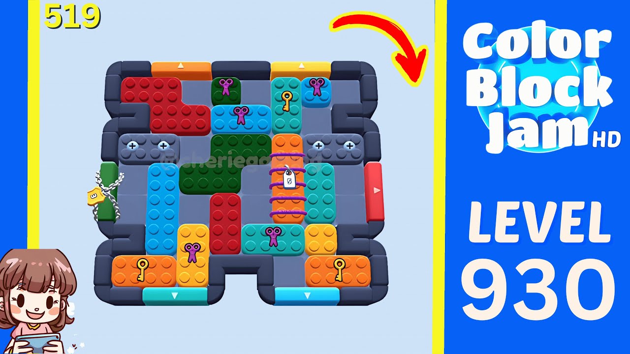 Color Block Jam Level 519 (930) Solution Walkthrough - YouTube