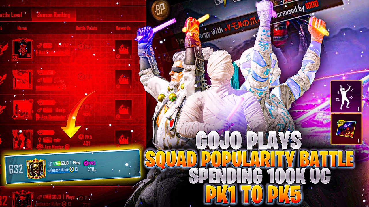 Squad Popularity Battle Journey Pk1 to Pk5 🤩 | 100K-Uc🤑 Spended on ...