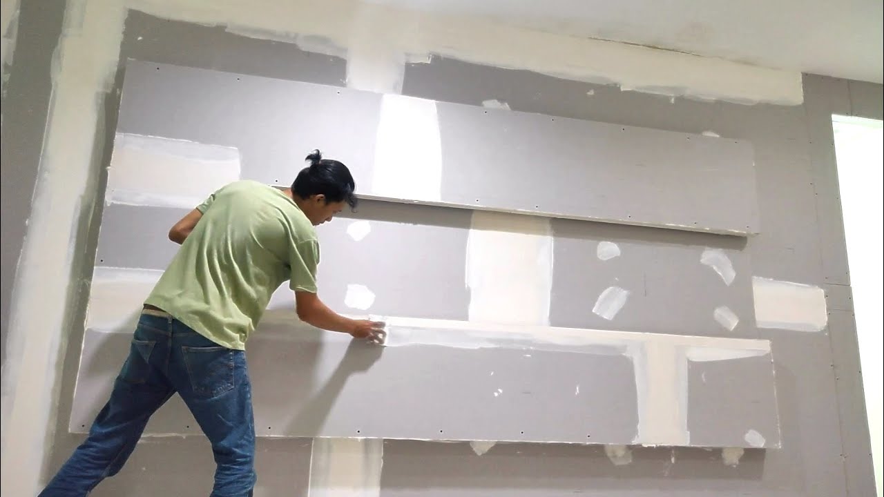 CARA MEMBUAT BACKDROP DARI BAHAN GYPSUM//INTERIOR RUMAH MODERN - YouTube