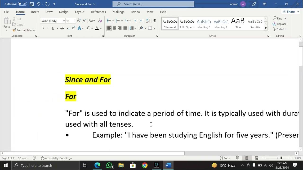 Since vs For.Difference between since and for - YouTube